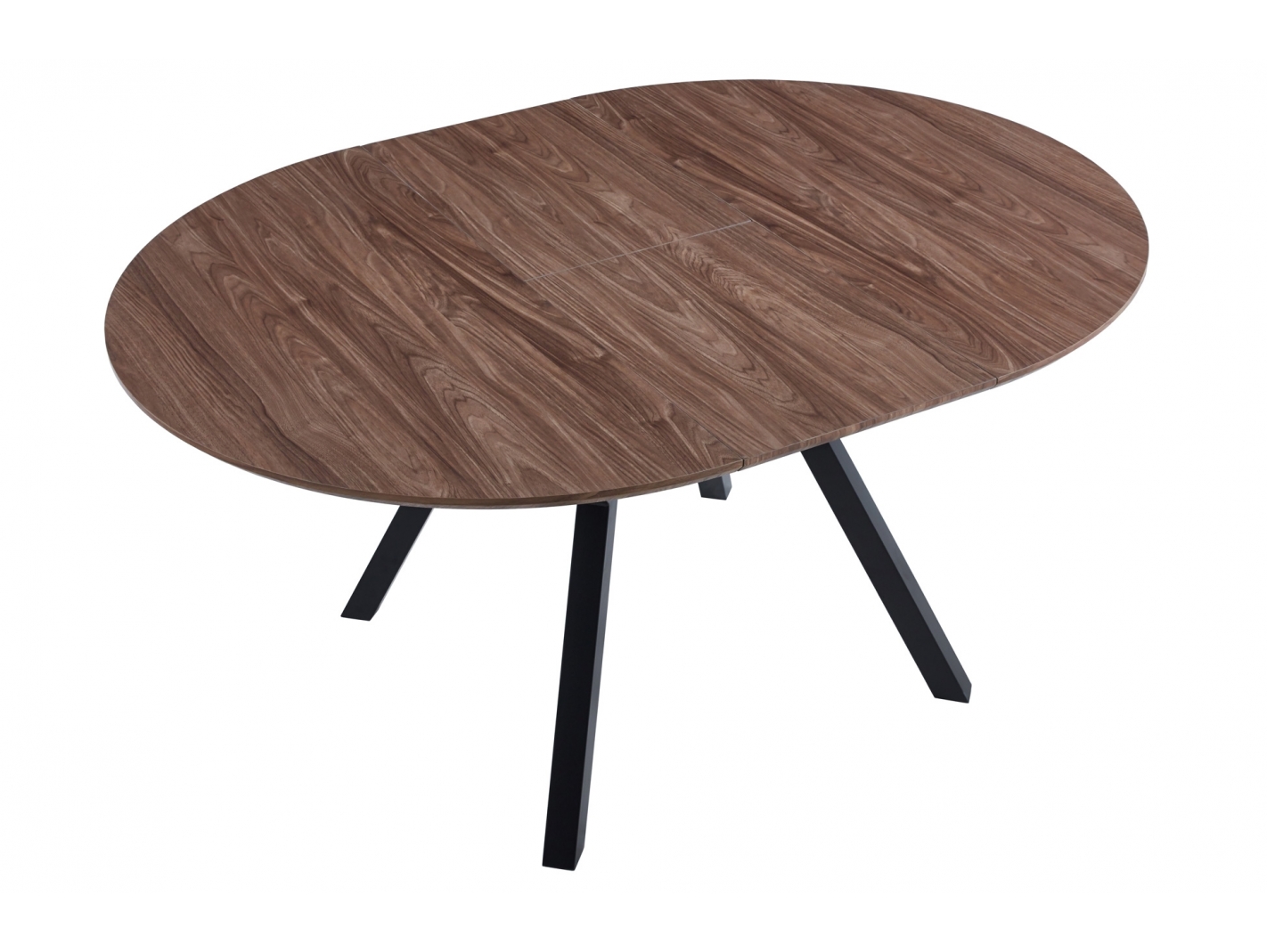 Mesa comedor redonda extensible color nogal y negro | Merkamueble